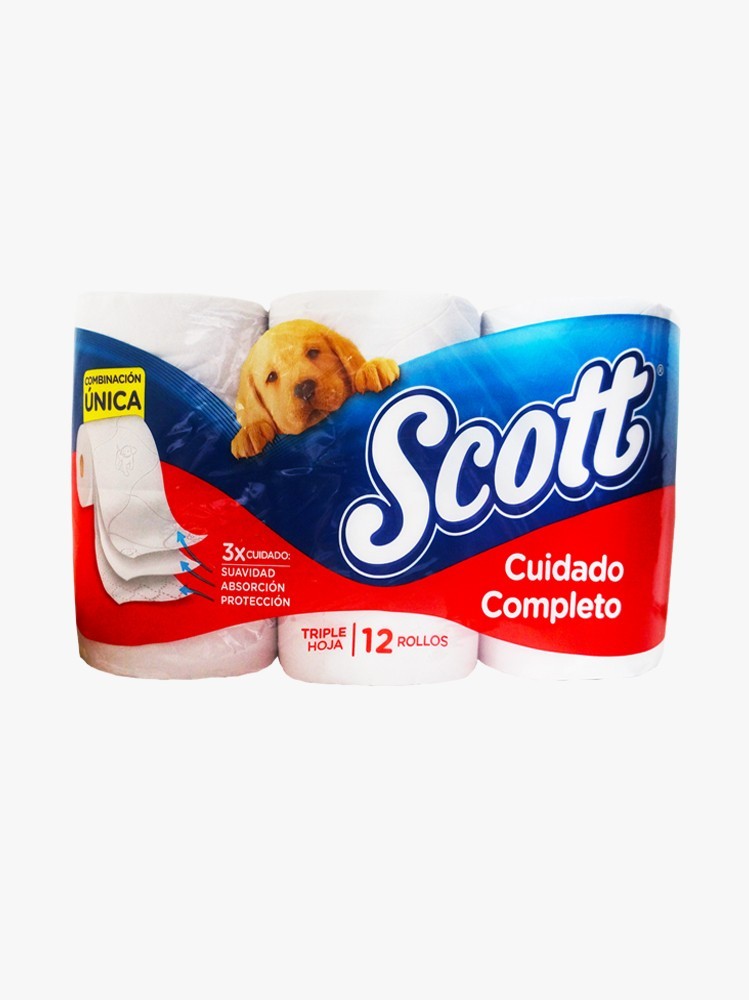 Papel Higienico Scott Cuidado Completo Rojo 12 Und