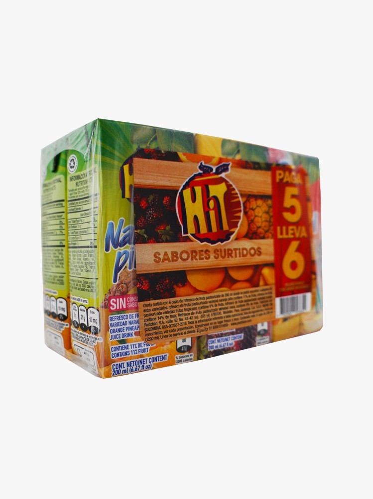 JUGO HIT SURTIDO PAGA 5 LLEVE 6 UND * 200 ML